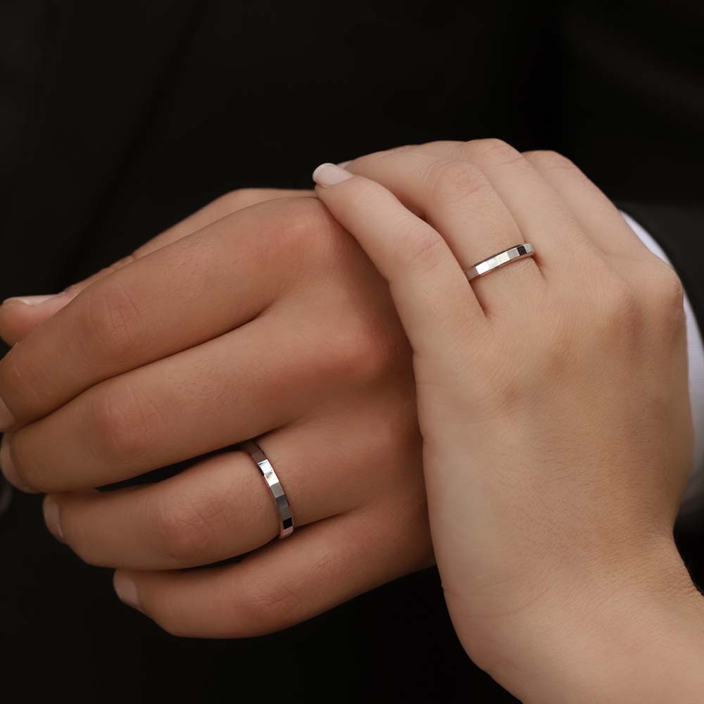 14 Ayar Beyaz-Rose Altın Modern Alyans GG00000100 | Gülaylar