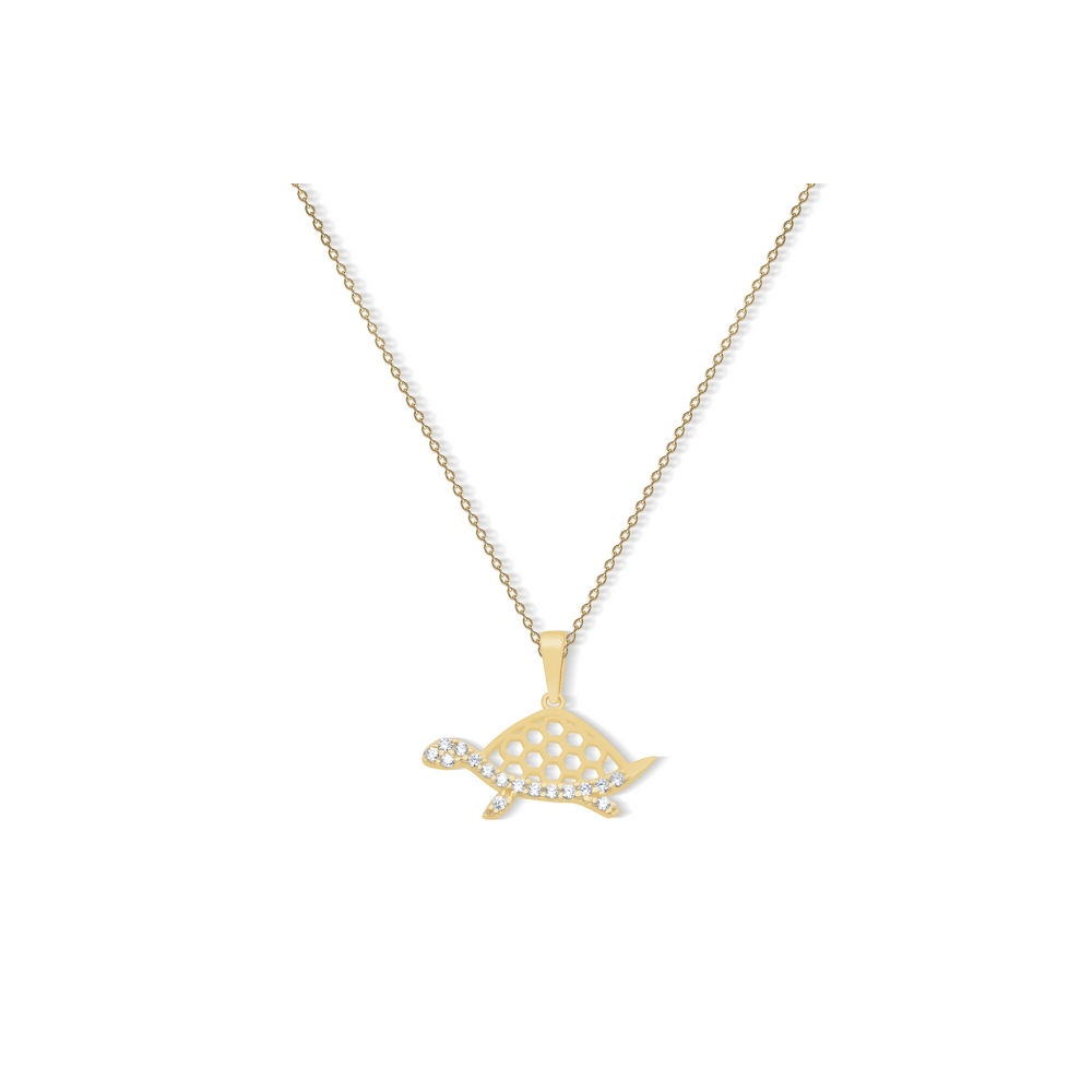 14 Ayar Sarı Altın Kaplumbağa Figürlü Kolye GG00008688 | Gülaylar